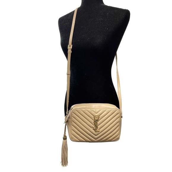 Yves Saint Laurent | Bags | Saint Laurent Ysl Dark Beige Chevron ...